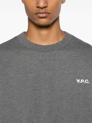 A.p.c. Flocked-logo Sweatshirt - Grey