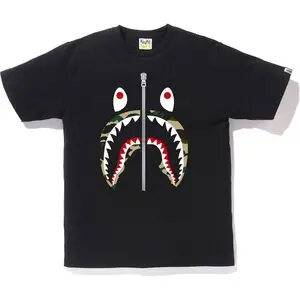 A BATHING APE 1st Camo Shark Tee Shirt - Black/yellow