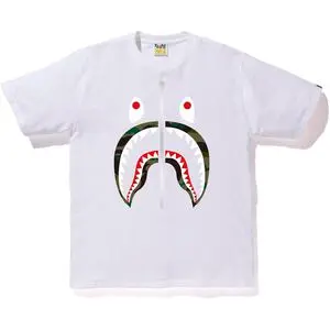 BAPE 1st Camo Shark Tee Shirt - White/green