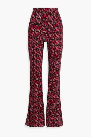 Diane Von Furstenberg Printed Stretch-jersey Flared Pants - Fuchsia