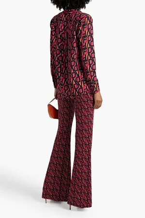 Diane Von Furstenberg Printed Stretch-jersey Flared Pants - Fuchsia