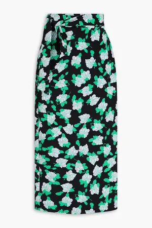 Diane Von Furstenberg Elma Floral-print Cady Midi Wrap Skirt