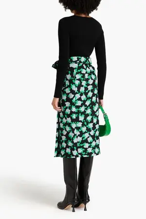 Diane Von Furstenberg Elma Floral-print Cady Midi Wrap Skirt