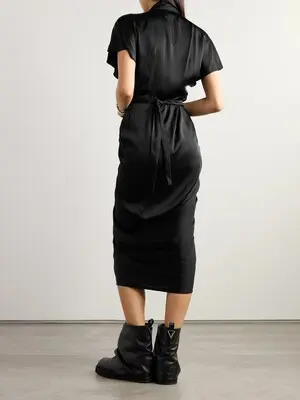 Rick Owens Draped Satin Midi Wrap Dress