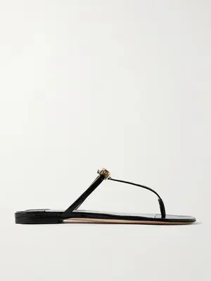 TOM FORD Logo-embellished Patent-leather Sandals - Black