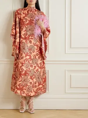 La DoubleJ Magnifico Printed Silk-twill Maxi Dress - Orange