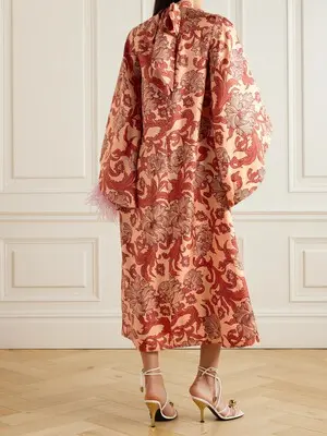 La DoubleJ Magnifico Printed Silk-twill Maxi Dress - Orange