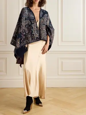 Etro Reversible Embroidered Canvas Cape