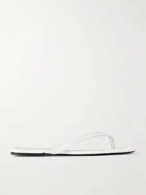 TOTEME Croc-effect Leather Flip Flops - White