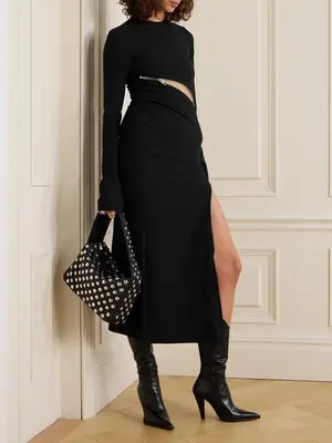 Attico Zip-embellished Stretch-crepe Midi Dress