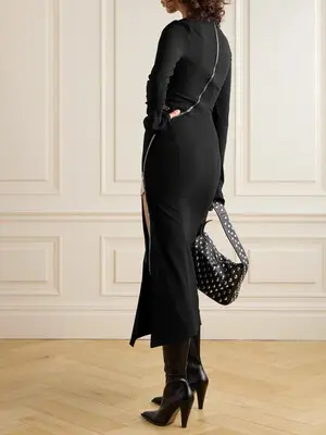 Attico Zip-embellished Stretch-crepe Midi Dress
