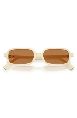 Miu Miu 52mm Rectangular Sunglasses - Milk/ Brown