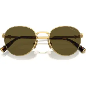 Miu Miu 50mm Round Frame Sunglasses - Dark Brown