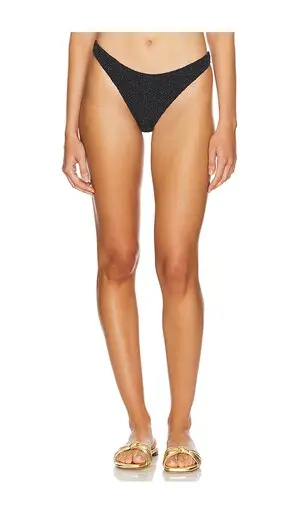 PatBO Metallic Jacquard Bikini Bottom - Black
