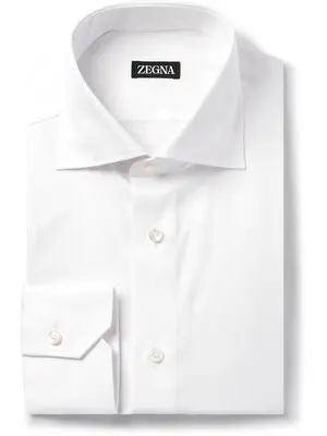 Zegna Cutaway-collar Cotton Oxford Shirt - White