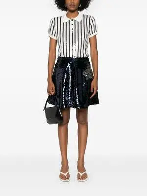 MSGM Sequin-embellished Striped Polo Jumper