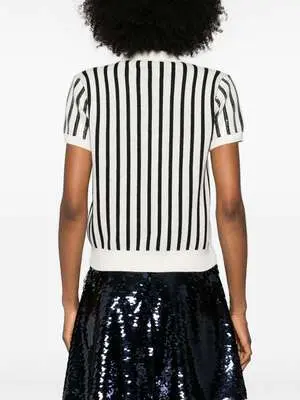 MSGM Sequin-embellished Striped Polo Jumper