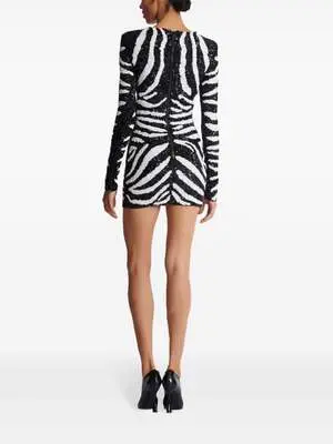 Balmain Sequin-embellished Zebra Pattern Dress