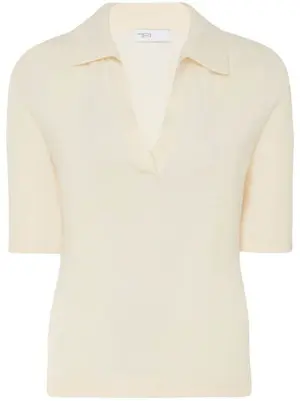 Rosetta Getty Open-neck Knitted Polo Top