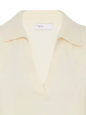 Rosetta Getty Open-neck Knitted Polo Top