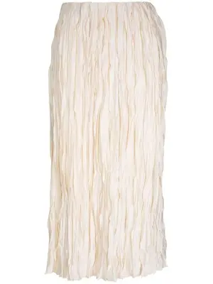 Vince Satin Pleated Midi Skirt