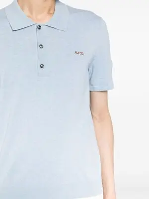 A.p.c. Logo-embroidered Polo Shirt - Blue