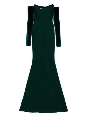 RHEA COSTA Raven Crepe Gown - Green