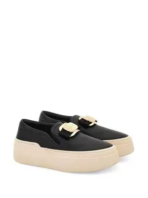 FERRAGAMO Vara Plate Slip-on Sneakers - Black
