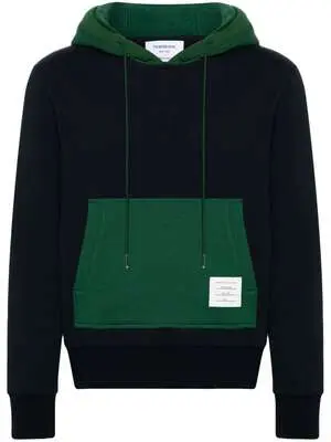 Thom Browne Colour-block Cotton Hoodie - Blue
