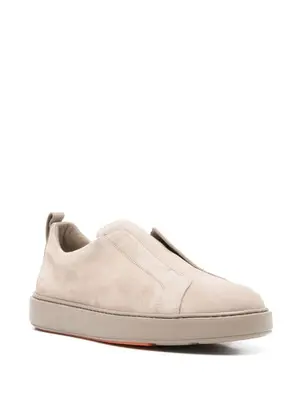 Santoni Suede Slip-on Sneakers - Neutrals