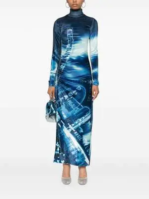 JEAN PAUL GAULTIER Pigalle-print Velvet Dress