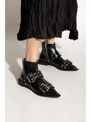 GANNI Eyelet-detailing Biker Boots