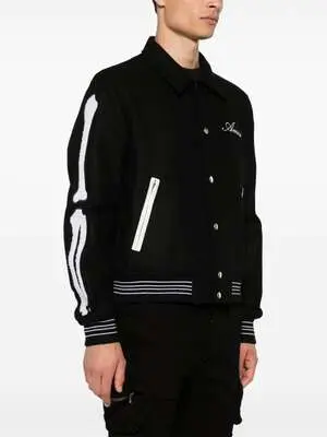 Amiri Varsity Jacket With Embroidered Logo - Black