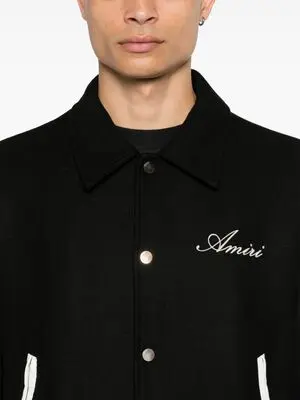 Amiri Varsity Jacket With Embroidered Logo - Black