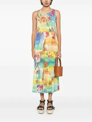 Johnny Was Mix-print Tiered Midi Dress
