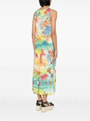 Johnny Was Mix-print Tiered Midi Dress