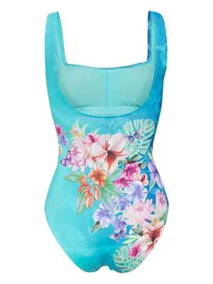 Johnny Was Water Tropic Square-neck One Piece Swimsuit
