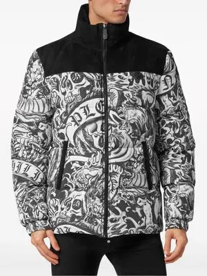 Philipp Plein Tattoo-print Puffer Jacket