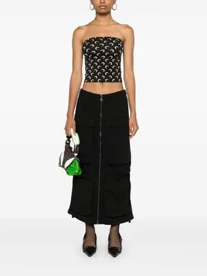 MARINE SERRE Moon Print Jersey Second Skin Tube Top - Black