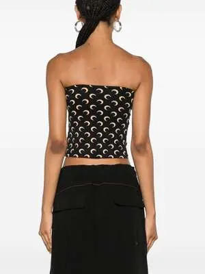MARINE SERRE Moon Print Jersey Second Skin Tube Top - Black