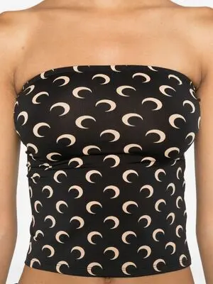 MARINE SERRE Moon Print Jersey Second Skin Tube Top - Black