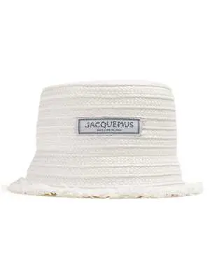 Jacquemus Raffia Bucket Hat - White