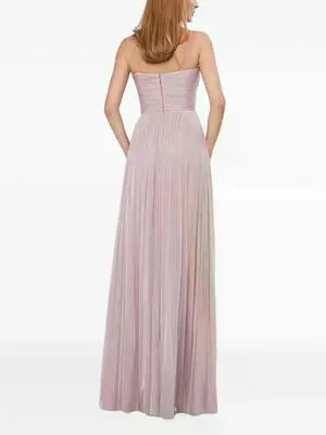 CRISTALLINI Powder Pleated Tulle Maxi Dress - Pink