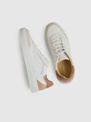REISS Amanda Leather Low Top Sneakers