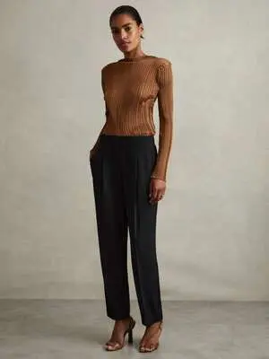 REISS Dolly Front Pleat Tapered Trousers