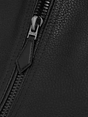 REISS Cast Grained Leather Bomber Jacket