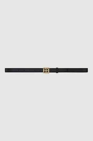 ANINE BING Monogram Leather Belt - Black