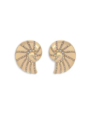 Ettika Studded Shell Statement Stud Earrings - Gold