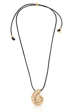 Ettika Swirl Shell Pendant Cord Necklace - Gold/black