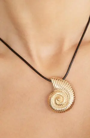 Ettika Swirl Shell Pendant Cord Necklace